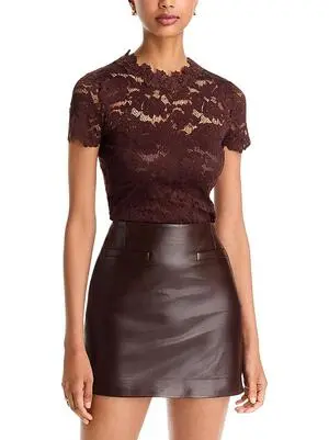 Generation Love Giada Lace Short Sleeve Top - Espresso