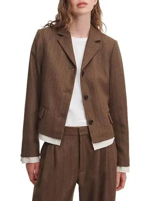 Rag & Bone Lawrence Wool Blend Crop Blazer Brown
