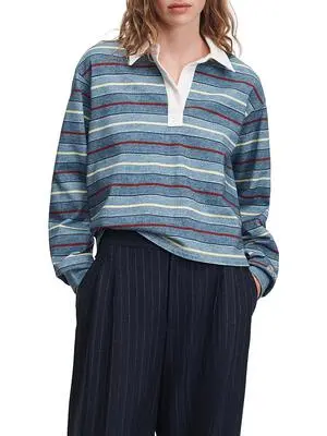 RAG & BONE Rb Miramar Cropped Cotton Rugby Shirt