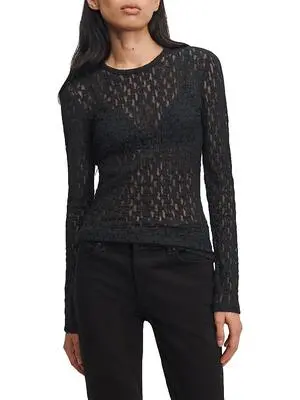 Rag & Bone Bardot Long Sleeve Textured Top - Black