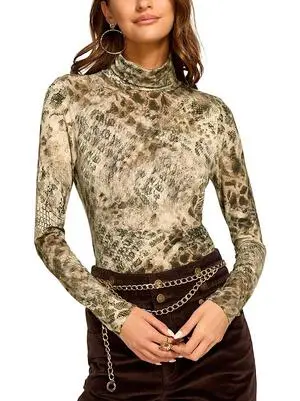 Ramy Brook Thea Turtleneck Top - Bone Python