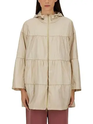 HERNO Shiny Crinkled Tiered Hooded Coat