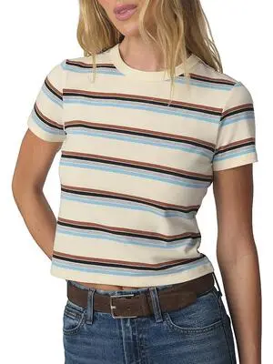 Joe's Jeans Cotton Stretch Striped Baby Tee - Ecru Multi