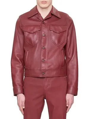 Amiri Vintage Cut Leather Jacket - Brick