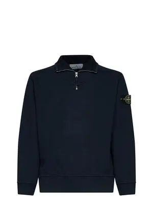 Stone Island Blue Brushed Organic Cotton Half-zip Sweatshirt - Multicolor