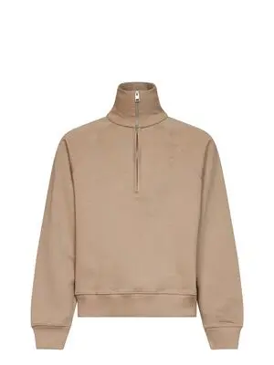 AMI Paris Beige Cotton De Cœur Half-zip Sweatshirt - Multicolor
