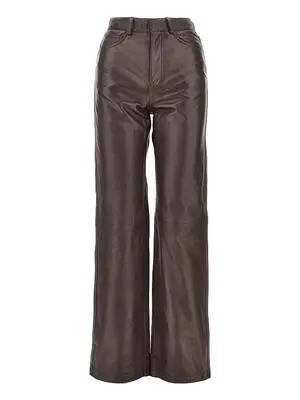 ROTATE BY BIRGER CHRISTENSEN Leather Straight Leg Pants - Brown