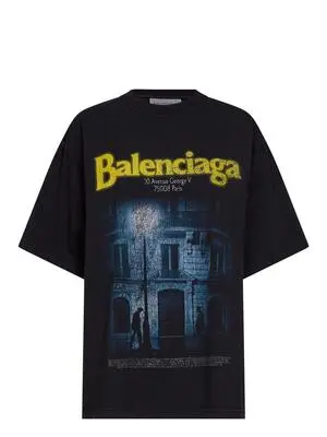 Balenciaga Washed Black The Address Oversize T-shirt - Multicolor