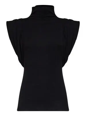 MUGLER Black Jersey Draped Sleeveless Top - Multicolor
