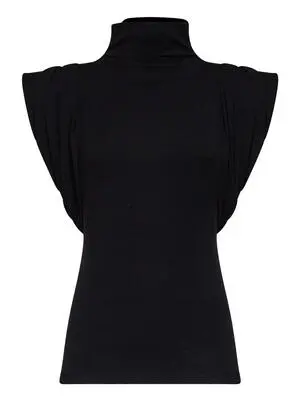 MUGLER Black Jersey Draped Sleeveless Top - Multicolor