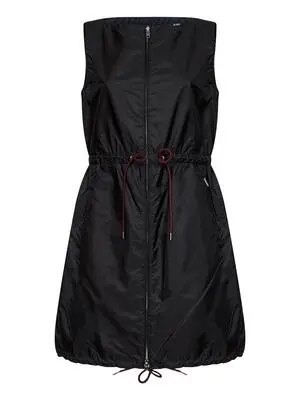 Prada Black Lightweight Re-nylon Short Dress With Drawstring Waist - Multicolor