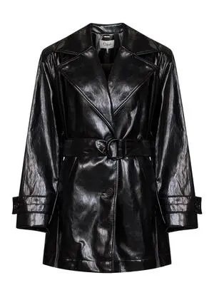 Chloé Black Shiny Coated Viscose Belted Trench Coat - Multicolor