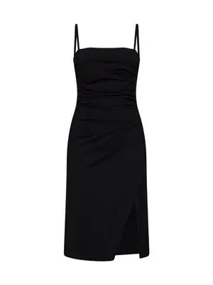 DOLCE & GABBANA Dolce & Gabbana Black Stretch Jersey Draped Midi Dress