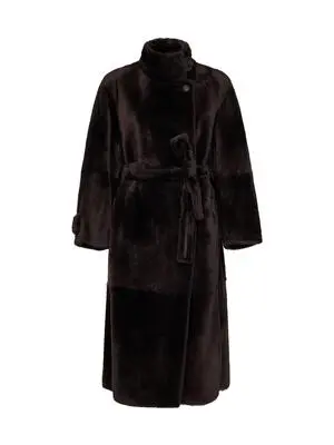 Brunello Cucinelli Belted Shearling Coat - Multicolor