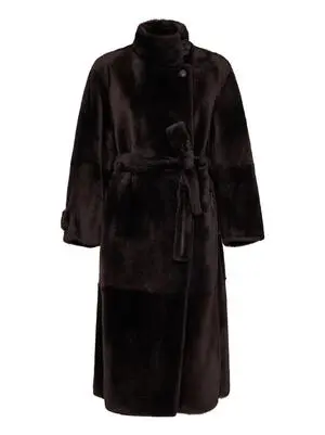 Brunello Cucinelli Belted Shearling Coat - Multicolor