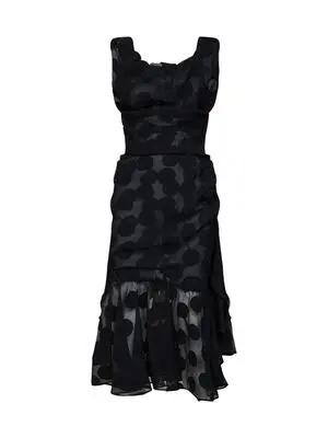 VIVIENNE WESTWOOD Black Polka Dot Crepe Ginnie Frill Midi Dress - Multicolor