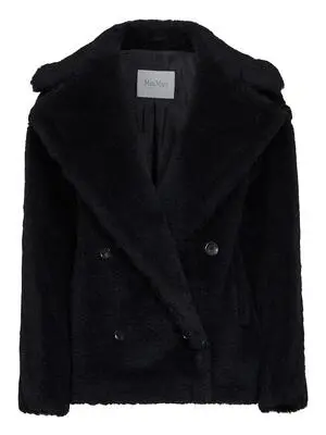 MAX MARA MAX MARA Black Alpaca And Wool Teddy Biker Coat
