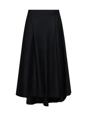AMI Paris Black Wool A-line Maxi Skirt - Multicolor
