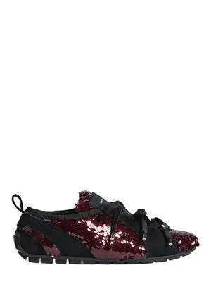 Simone Rocha Sequined Ballerina Sneakers With Bow Detailing - Deep Red