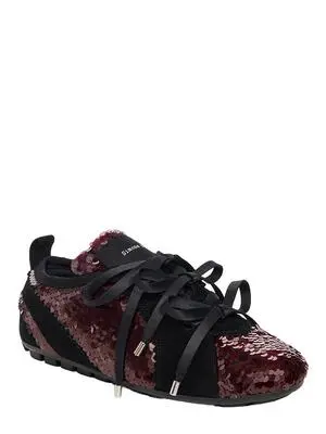 Simone Rocha Sequined Ballerina Sneakers With Bow Detailing - Deep Red