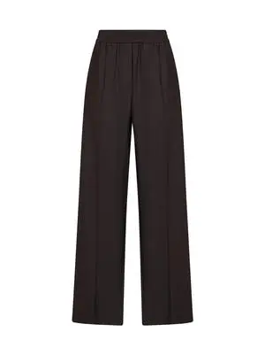 Brunello Cucinelli Coffee Tropical Luxury Wool Loose Track Trousers - Multicolor
