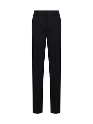 Bottega Veneta Black Grain De Poudre Wool Trousers - Multicolor