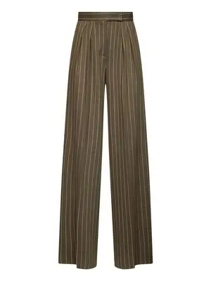 MAX MARA MAX MARA Khaki Green Pinstriped Wide-Leg Trousers