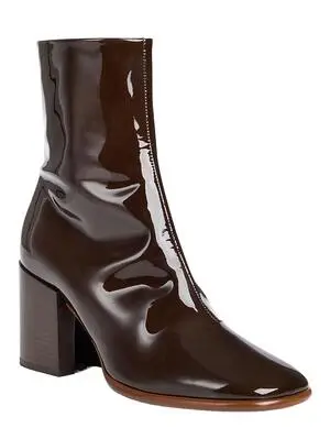 Dries Van Noten Patent Leather Ankle Boots - Olive