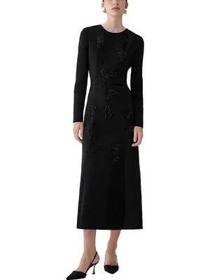 CAROLINA HERRERA Embellished Long Sleeve Midi Dress