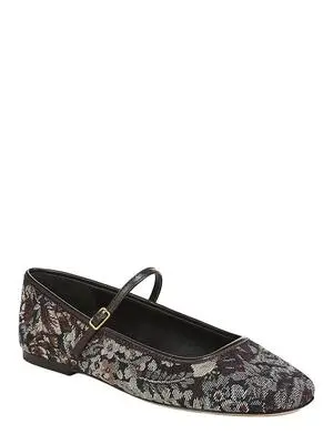 Veronica Beard Ellie Velvet Mary Jane Flats - Espresso Multi