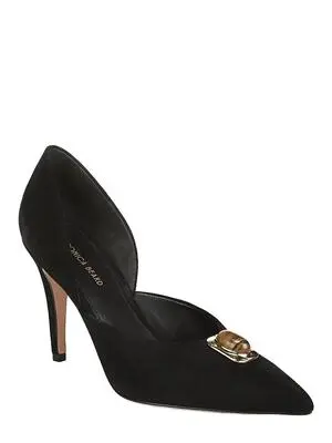 Veronica Beard Lorena Cabochon Suede D'orsay Pumps - Black Suede