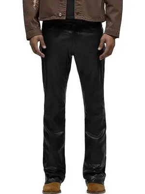 Hudson Jeans Walker Kick Flare Leather 34 Pants - Black