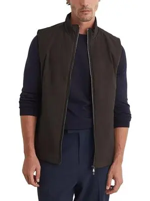 REISS Reiss Axel Technical Gilet Dark Brown