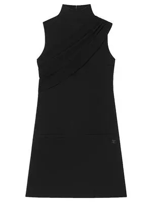 COURREGES Drape Front High Neck Dress - Black