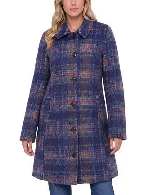 LIVERPOOL Raglan Sleeve Button Front Swing Coat - Navy Multi