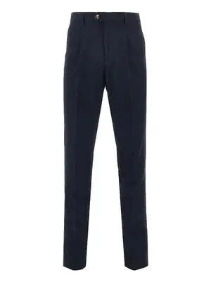 Brunello Cucinelli Cotton Pants With Dart - Blue