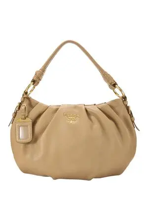 Prada Vitello Daino Hobo Bag - Beige