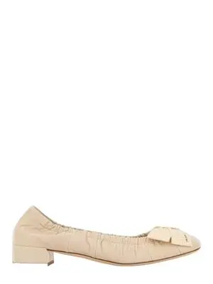 Prada Gathered Leather Ballerina - Cream