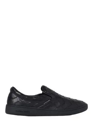 Bottega Veneta Woven Leather Slip-on Sneakers - Black