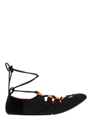 Alaïa Lace-up Ballerina Flats - Black