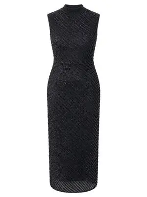 GIRL IN MIND Sleeveless High Neck Midi Dress - Brown