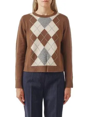 Max Mara Max Mara Studio Argyle Pullover Sweater Brown