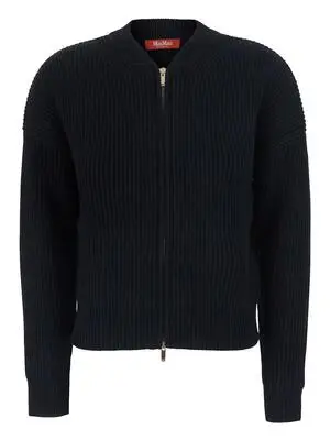 Max Mara Ribbed Zip-up Sweater - Black