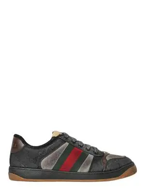 Gucci Gg Fabric And Leather Screener Sneakers - Black