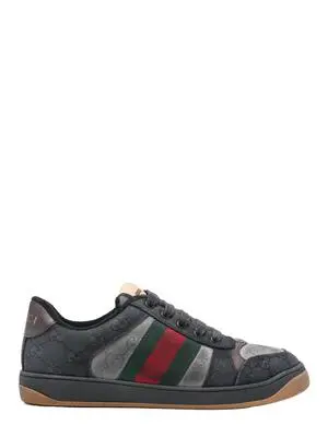 Gucci Gg Fabric And Leather Screener Sneakers - Black