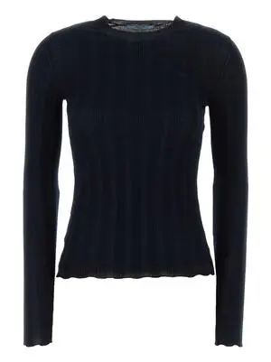Prada Ribbed Wool Blend Sweater - Blue