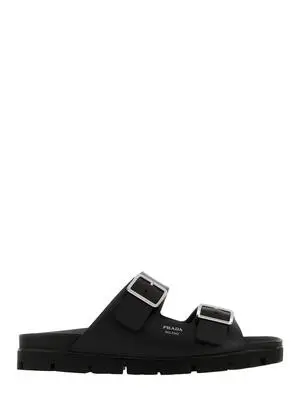 Prada Leather Buckled Sandals - Black