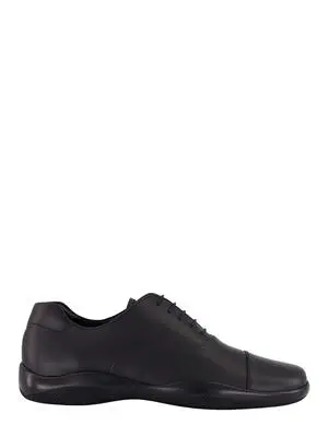 Prada Toblach Leather Lace-up Sneakers - Black