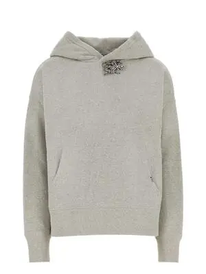 Prada Sweatshirt With Embellished Drawstring - Cream