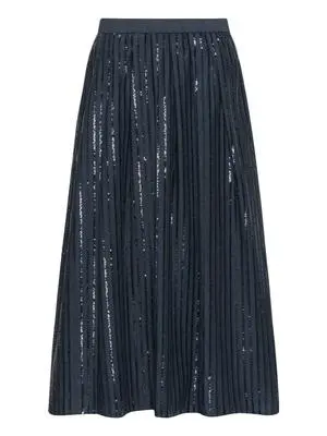 Max Mara Sequined Pleated Midi Skirt - Blue